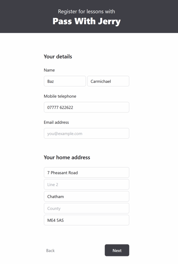 Web Enquiry Form - for Teams - MyDriveTime